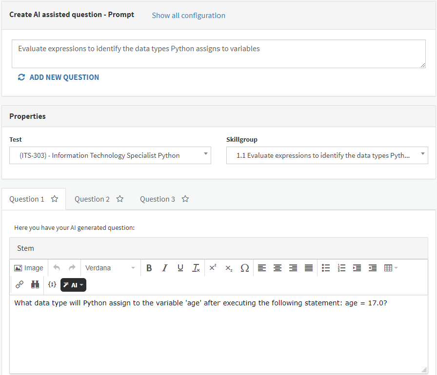 How to create questions using AI