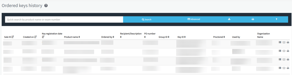 How to see the ordered keys history